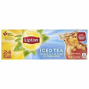 Lipton Family-Size Iced Tea Bags Picked At The Peak of Freshness Unsweetened Tea Can Help Support a Healthy Heart 6 oz (24 Count, Pack of 1)