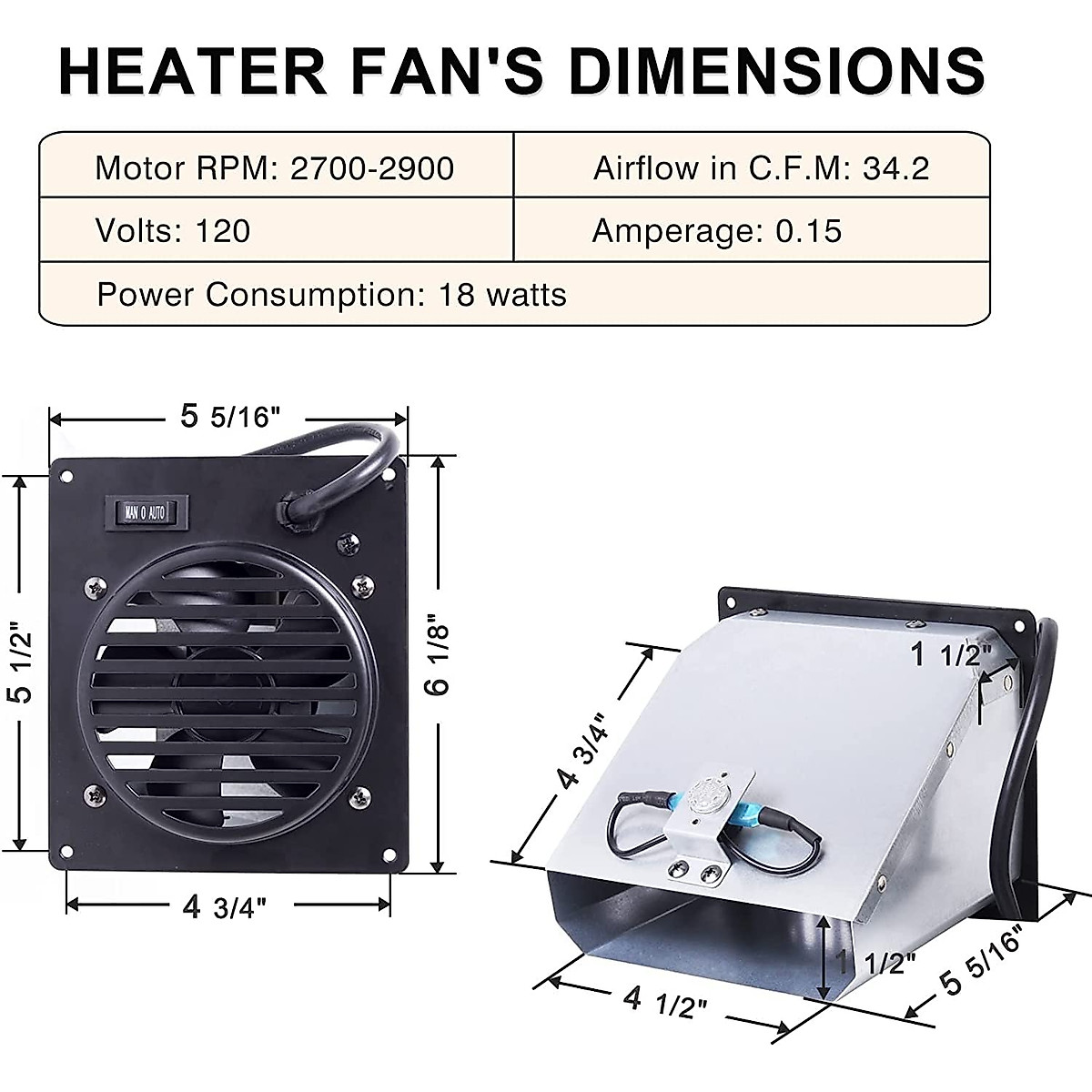 Replacement WHF100 DynaGlo Heater Fan Blower, Vent Free Wall Heater Fan WHF100 for DynaGlo, Mr. Heater Wall Heaters