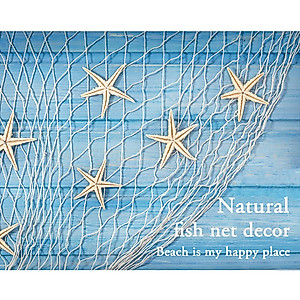 TEMUCY Natural Fish Net Decorative, Beach Themed Fish Net Decorations for Pirate, Mermaid, Beach Party Home Bedroom Décor