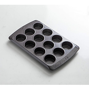 SAVEUR SELECTS 12-Cup Muffin Pan, Non-stick, Warp-resistant Carbon Steel, Dishwasher Safe, Artisan Bakeware Series