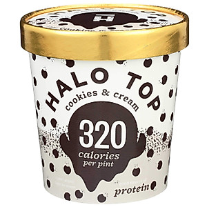 Halo Top Cookies and Cream Light Ice Cream, 16 Fluid Ounce -- 8 per case.