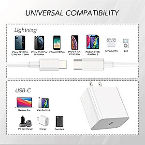 [Apple MFI Certified] iPhone Charger Apple Block USB C Fast Wall Plug with 6ft USB C to Lightning Cable for iPhone13/14/14 plus/12/pro/pro max/11/Air pods pro/iPad air 3/min4 (White, 1 Pack)