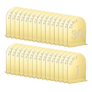 uxcell 30pcs 4.8 x 7 Inch Gold Arch Acrylic Sign with Stand, Acrylic Arch Table Number Holders for Wedding Table Centerpiece Decoration（Number 1-30）