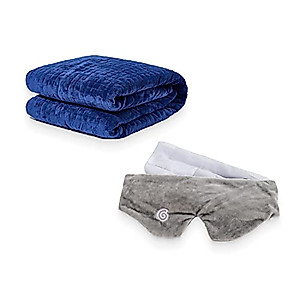 Gravity Blanket The Original Weighted Blanket for Adults, 35 lbs Navy 90"x90" with Washable Removable Microfiber Duvet Cover & Weighted Sleep Mask, Grey, 1 Pound, Better Rest & Sleep