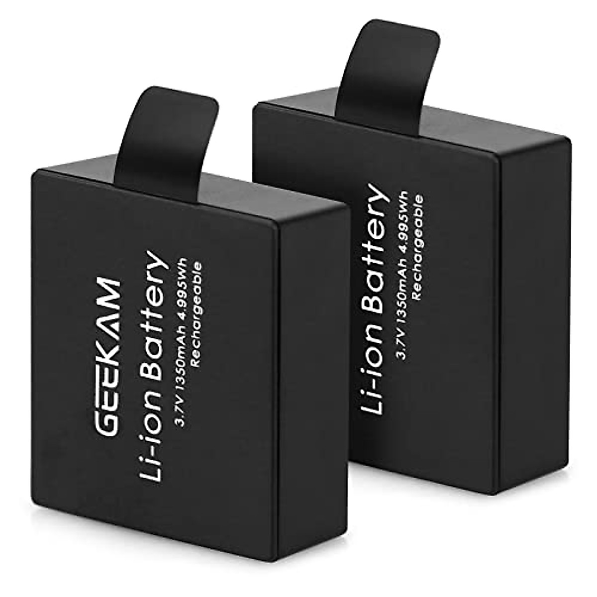 GeeKam Action Camera Battery, 2x1350mAh Rechargeable Battery for Sports Camera, Compatible for AKASO EK7000, WOLFANG GA100/GA200/GA300, Campark, Crosstour, Apeman, Victure, SJ4000