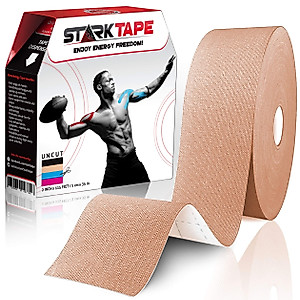 Starktape Kinesiology Tape - Professional 2 Pack Bulk Physio Rolls Sports Tapes for Sensitive Skin. K Physical Therapy Tape for Knee, Shoulder, Ankle, Wrist, Foot, Back Injury Muscle Pain aid - Beige