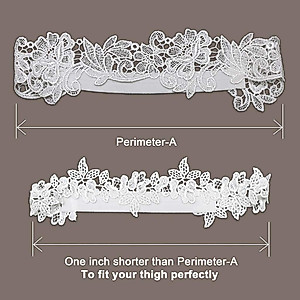 Wedding Garters for Bride Garter Set for Bride Wedding Garter Belts Lace Bridal Garter 2 Piece Plus Size (White, S)