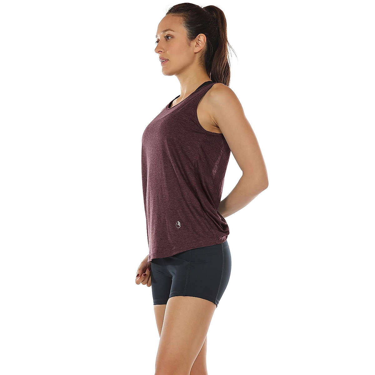 icyzone Workout Tank Tops for Women - Open Back Strappy Athletic Tanks, Yoga Tops, Gym Shirts (L, Burgundy)