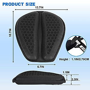 WDG Motorcycle Seat Cushion Pad 3D Honeycomb High Elasticity Gel Material Comfortable Breathable Shock Absorption for Long Rides Seat Cushion Motorcycle Accessories-Black