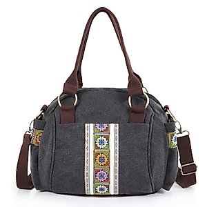 Women Canvas Top-Handle Handbag, Vintage Heavy-duty Crossbody Bag Tote Handbag