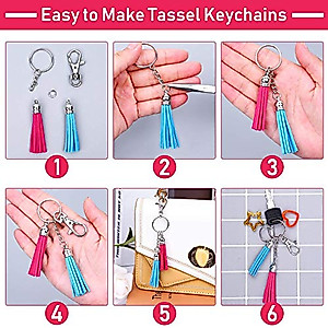 Tassels Charms for Jewelry Making, Paxcoo 120Pcs Keychain Tassels Bulk for Crafts, Leather Key Chain Tassel Charms for Jewelry Making, Resin Epoxy, Acrylic Blanks Keychains, Bracelets (2 1/8 inch)
