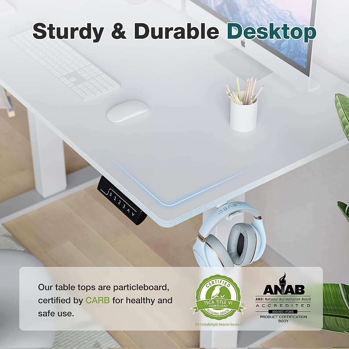 Sweetcrispy Electric Standing Desk, 48 x 24in Adjustable Height Electric Stand up Desk Standing Computer Desk Home Office Desk Ergonomic Workstation with 3 Memory Controller, White