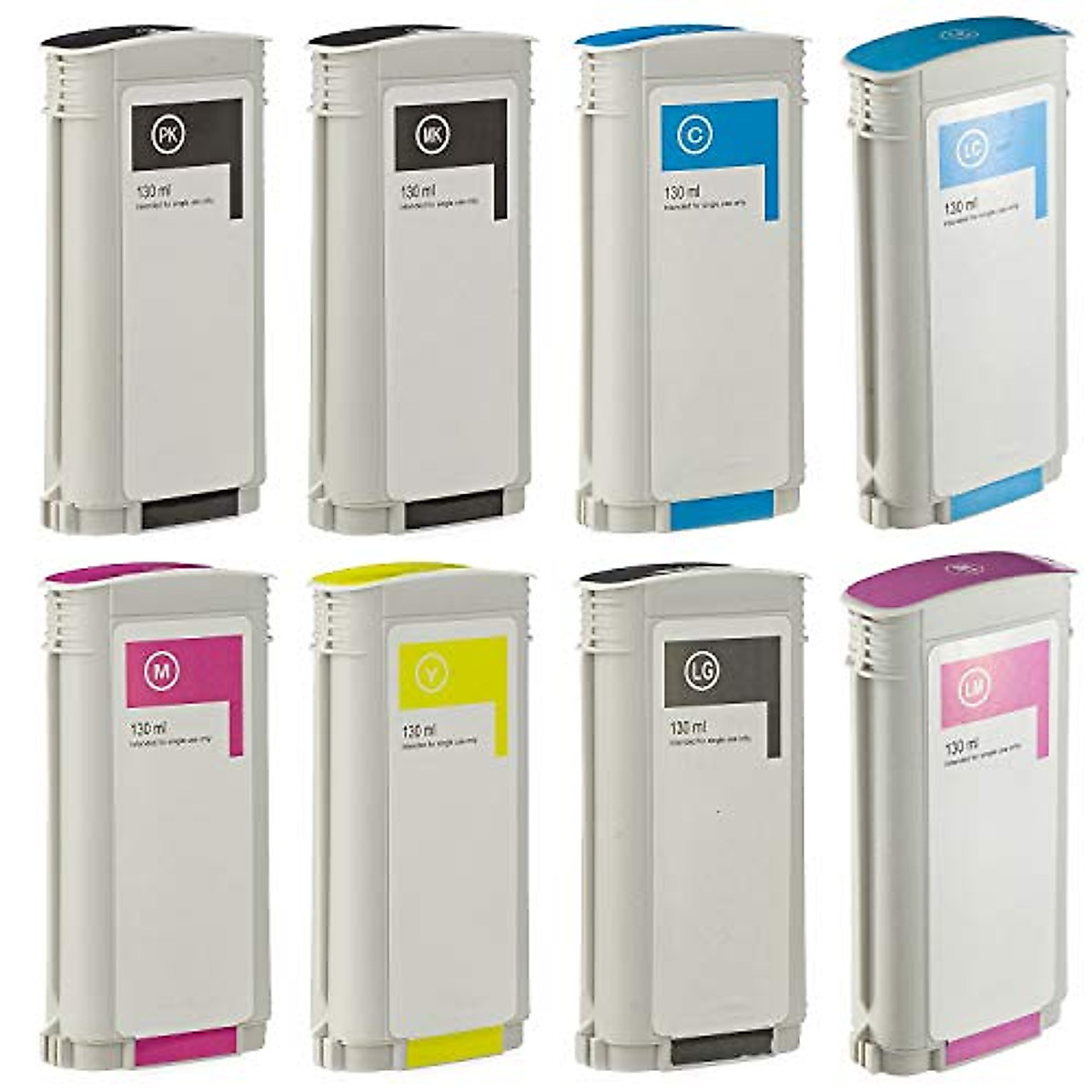 LKB 8PK Compatible HP70 Ink Cartridge Replacement with 130ML Use with HP Designjet Z2100 Z5200 Z3200 Z3100 Z5400 (8 Pack HP70) –US