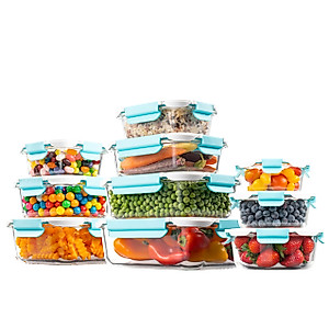 EATNEAT 10-Pack Glass Food Storage Containers with Airtight Locking Lids - Oven to Table to Freezer Deluxe Containers, Meal Prep Reusable Lunch Containers for Adults, Wedding Gift