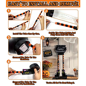 [ Orange Lights & Timer] Halloween Decorations - Halloween Candy Bowls, 2 Ft Large Witches Legs Candy Bowl Cauldron Hocus Pocus Bucket Candy Holder for Indoor Front Porch Home House Lawn Yard Outside