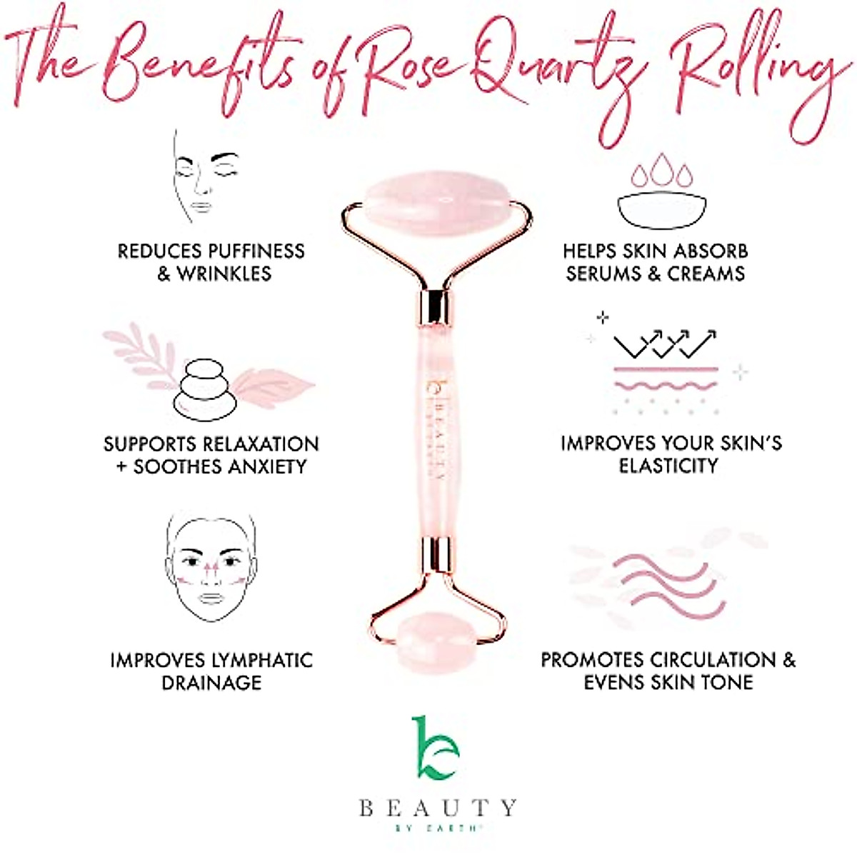 Rose Quartz Face Roller Skin Care Tools - Face Massager Roller, Facial Roller & Eye Roller for Puffy Eyes, Facial Massager Facial Tools Pair Perfectly with Skincare & Are Self Care Gifts for Women