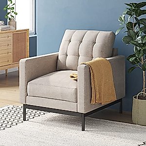 ZINUS Thompson Armchair / Tufted cushions / Green Tea Infused Foam Cushions / Tool-Free, Easy Assembly, Beige