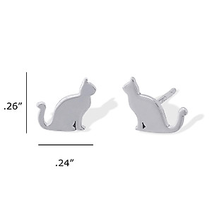 Boma Jewelry Sterling Silver Sitting Cat Stud Earrings
