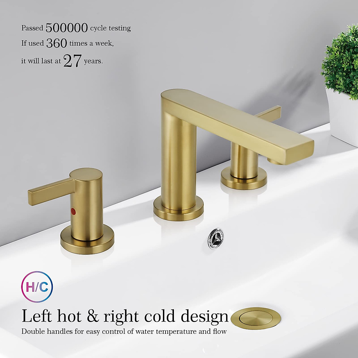 Widespread Bathroom Faucet Black Two Handle Bathroom Faucets for Sink 3 Hole Modern Bathroom Sink Faucet with Supply Hose Bathroom Vanity Faucet Rv Lavatory Vessel Faucet CWF029-BG