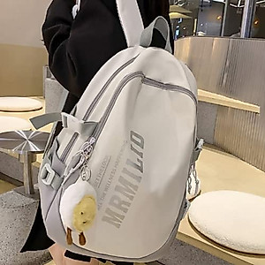 HIQUAY Kawaii Japanese Korean harajuku cute aesthetic backpack teenage school gift for birthday Christmas (grey)