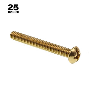Prime-Line 9005585 Machine Screw, Round Head, Slotted/Phillips Combo, 1/4 in-20 X 2 in, Solid Brass, Pack of 25