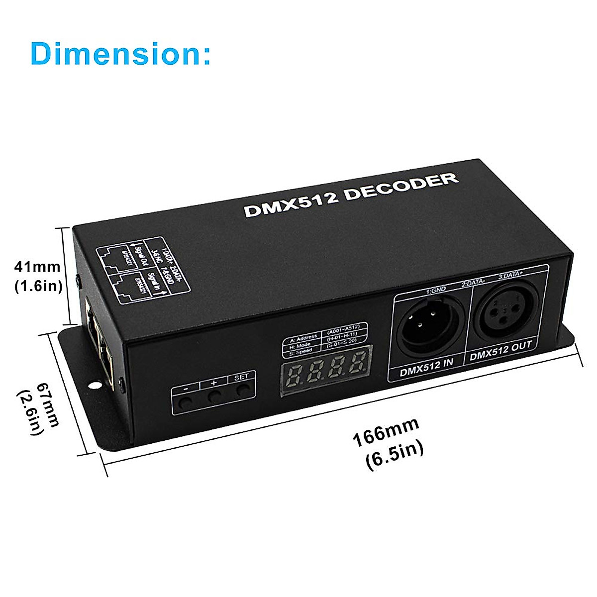 High Power Dmx Led Decoder Controller Led DMX 512 Dimmer Driver DC12V-24V for led rgb strip or lights (3 Channel(with digital display))