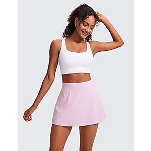 CRZ YOGA Butterluxe Womens U Back Sports Bra - Scoop Neck Padded Low Impact Yoga Clothes Workout Crop Top with Built in Pads White Small