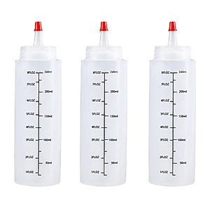 HuoHuo Squeeze Bottle 3Pcs 8 Oz Premium Food Grade Plastic Bottles w/Yorker Tips (3Pcs) Plastic Squeeze Bottles For Sauces Empty Refillable Bottles for Arts, Crafts & Kitchen