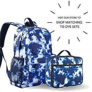 Fenrici Tie Dye Backpack for Boys, Girls, Blue Backpack for Kids, Bookbag with Padded Laptop Compartment, Blue Tie Dye, Indigo Blue, 16 Inch