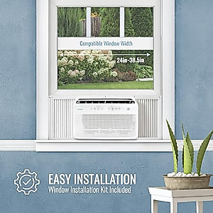 Keystone 8,000 BTU Window Inverter Air Conditioner with Supplemental Heat, 115V, AC for Apartment and Medium Rooms up to 350-Sq. Ft., Quiet, High Efficiency, Energy Star Window AC Unit with Remote