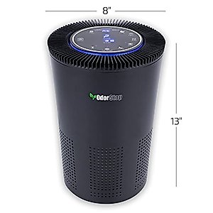 OdorStop OSAP5 HEPA Air Purifier for areas up to 1000 Sq Ft with H13 True HEPA Filter, Active Carbon, 5-Speed, Auto Mode, Sleep Mode, Child Lock, and Timer - Black