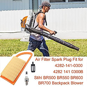FitBest Air Filter Spark Plug Fuel Filter for Stihl BR500 BR550 BR600 BR700 Backpack Blower 4282 141 0300 4282 141 0300B Orange