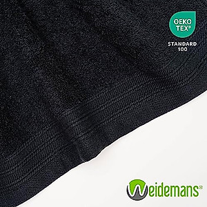Weidemans 100% Cotton Towels | 2 Bath Towels 30" x 56", 2 Hand Towels 18" x 30" & 4 Washcloths 13" x 13" | Black Hand Towels | 8 Ultra Soft & Highly Absorbent Hand Towels for Bathroom