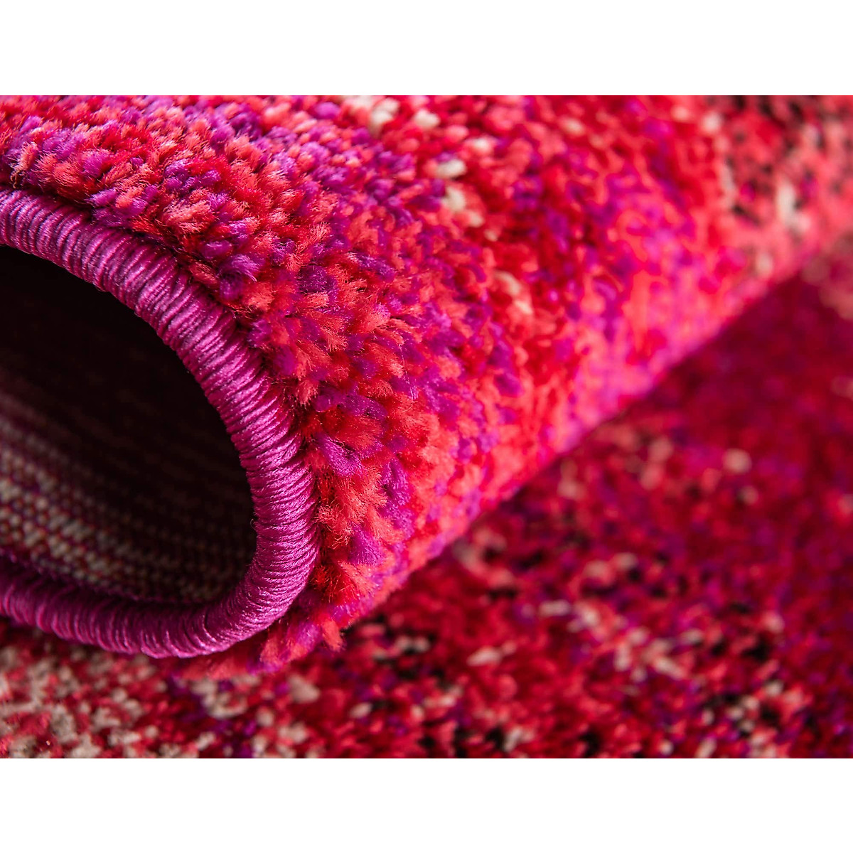 Unique Loom Jardin Collection Colorful, Vibrant, Abstract Watercolor Area Rug, 6' 1" x 9' Rectangle, Pink/Brown