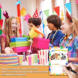 Chuxvon Birthday Party Invitations, All Star Sports Birthday Invitations, Double-Sided Fill In Birthday Invites, Birthday Party Favors Decorations Supplies, 20 Cards With 20 Envelopes(Invite-A14)