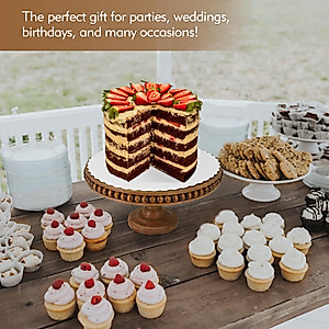 Ameuphercy Round Wooden Cake Stand with Disposable Cake Board, 9.9 in Diameter, 5 in Height, Brown