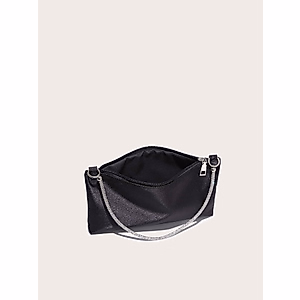 GORGLITTER Women's Satin Evening Handbag Wedding Prom Clutch Purse Party Formal Cocktail Clutches Shoulder Bag Black One Size