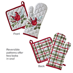 SKL Home Berry Cardinal Oven Mit and Pot Holder Set (2-Piece), Multi