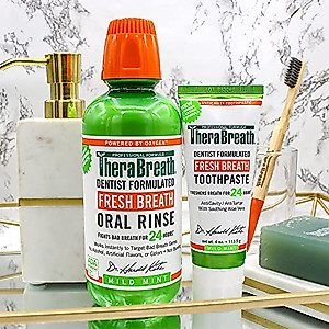 TheraBreath Fresh Breath Dentist Formulated 12-Hour Toothpaste, Mild Mint, 4 Ounce (Pack of 2), Packaging may vary