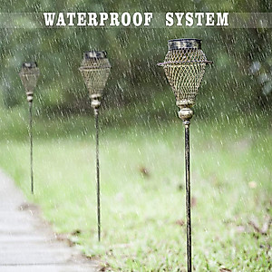 2Pack Solar Lights Outdoor Garden,Hanging Pathway Decor Light with Hollowout Retro Metal Waterproof Solar-Powered for Pool Party Porch Yard Patio Pond Wedding Christmas Decorations (pattern1)