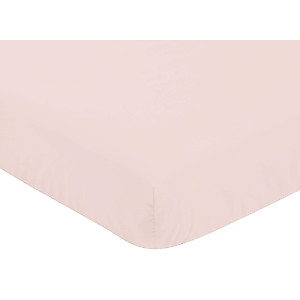 Sweet Jojo Designs Blush Pink Girl Fitted Crib Sheet Baby or Toddler Bed Nursery - Solid Color Cotton for Boho Desert Sun Mountain Collection
