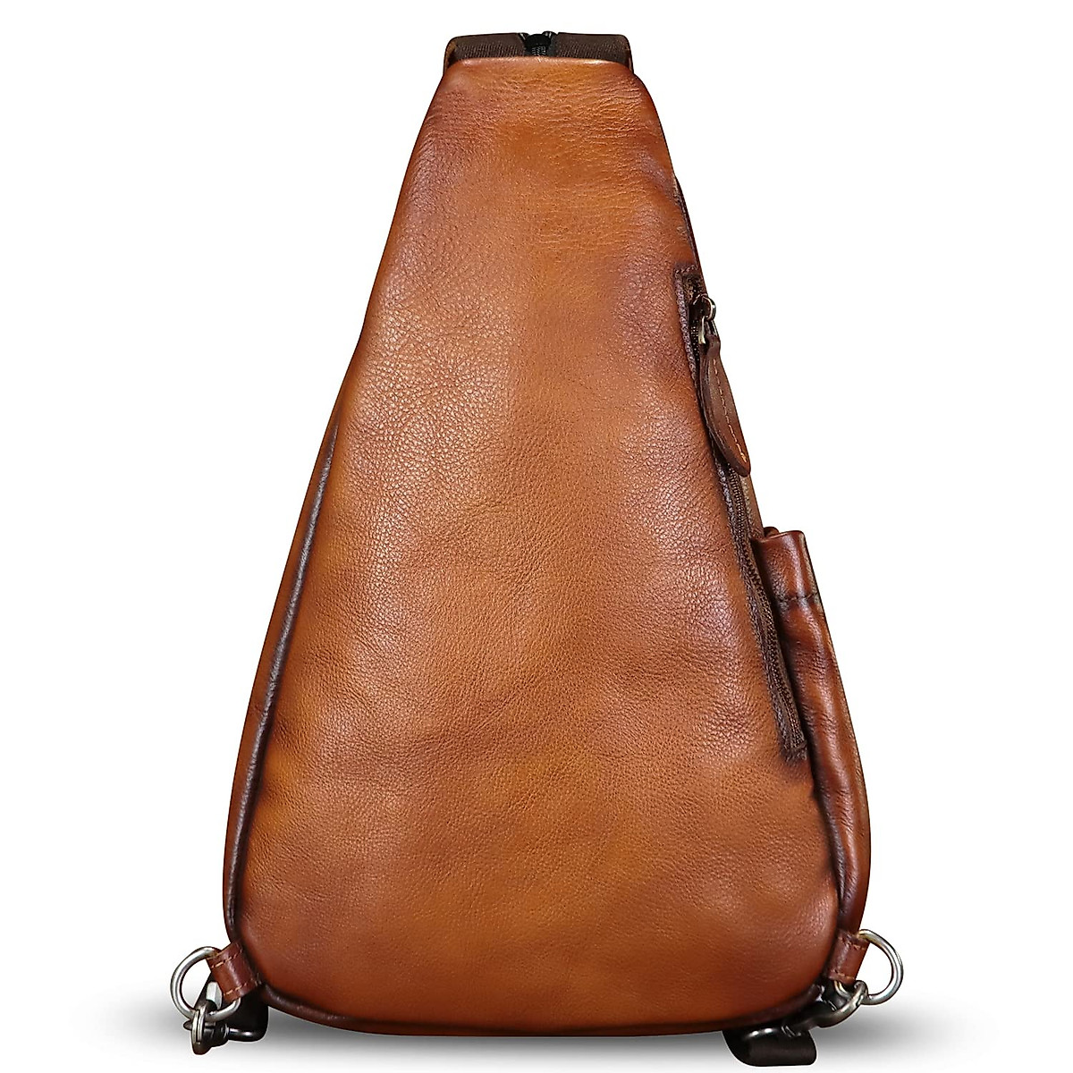 FEIGITOR Genuine Leather Sling Bag Retro Crossbody Backpack Handmade Chest Shoulder Hiking Daypack Cycling Purse Fanny Pack (Brown)