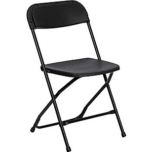 Ontario Furniture: Stackable Black Metal Folding Chair, 800-Pound Weight Capacity, Premium Steel Frame with Plastic Seat and Back