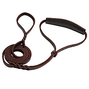 DHDM Leather Braided Dog Collar, Large Dog Collar with Drawstring for Small, Medium and Large Dogs