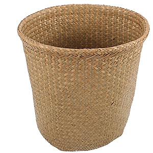 Garbage Bins Small Woven Basket Rattan Plant Pot Seagrass Waste Basket Basket Garbage Basket Clothes Hamper Laundry Hamper Wicker Seaweed Office Flower Vessel