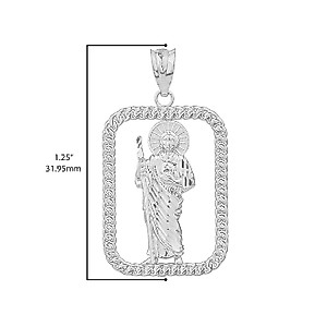.925 Sterling Silver 1-1/2" Christian Saint Jude Thaddeus Patron Saint of Lost Causes Pendant - Pendant Only