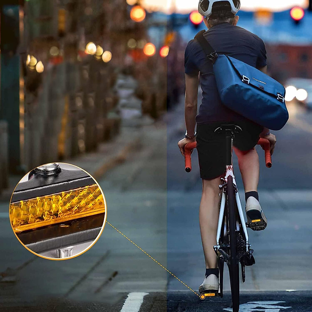 CXWXC Road/MTB Bike Pedals - Aluminum Alloy Bicycle Pedals - Mountain Bike Pedal with Removable Anti-Skid Nails (Black-Orange)