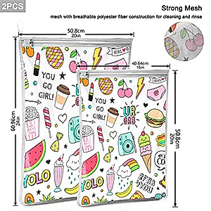 Cute Fun Doodles Laundry Mesh Bag Delicates Lingerie Laundry Wash Bag Heavy Duty with Zipper Bra Laundry Bags for Women Men Students Colleage
