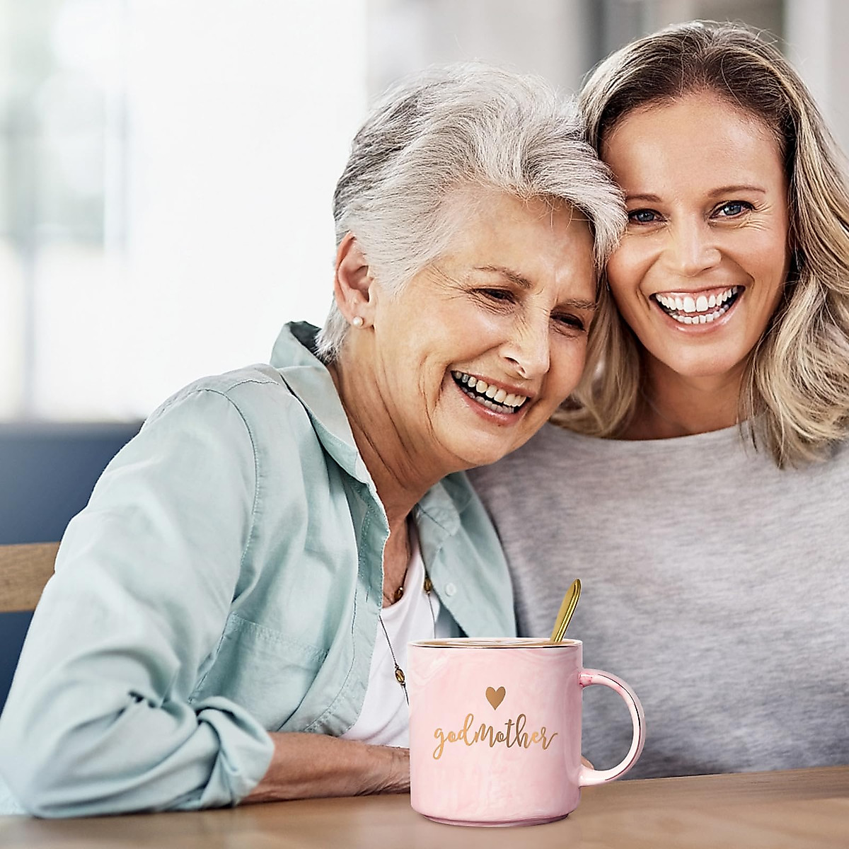 YHRJWN - Godmother Gift, Godmother Coffee Mug, Godmother Gifts from Godchild, Birthday Christmas Godmother Gifts for Women, Godmother Proposal Gifts, Pink Marble Mug 12 Oz with Gift Box