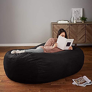 Amazon Basics Memory Foam Filled Bean Bag with Microfiber Cover, Lounger-6', Black, Solid